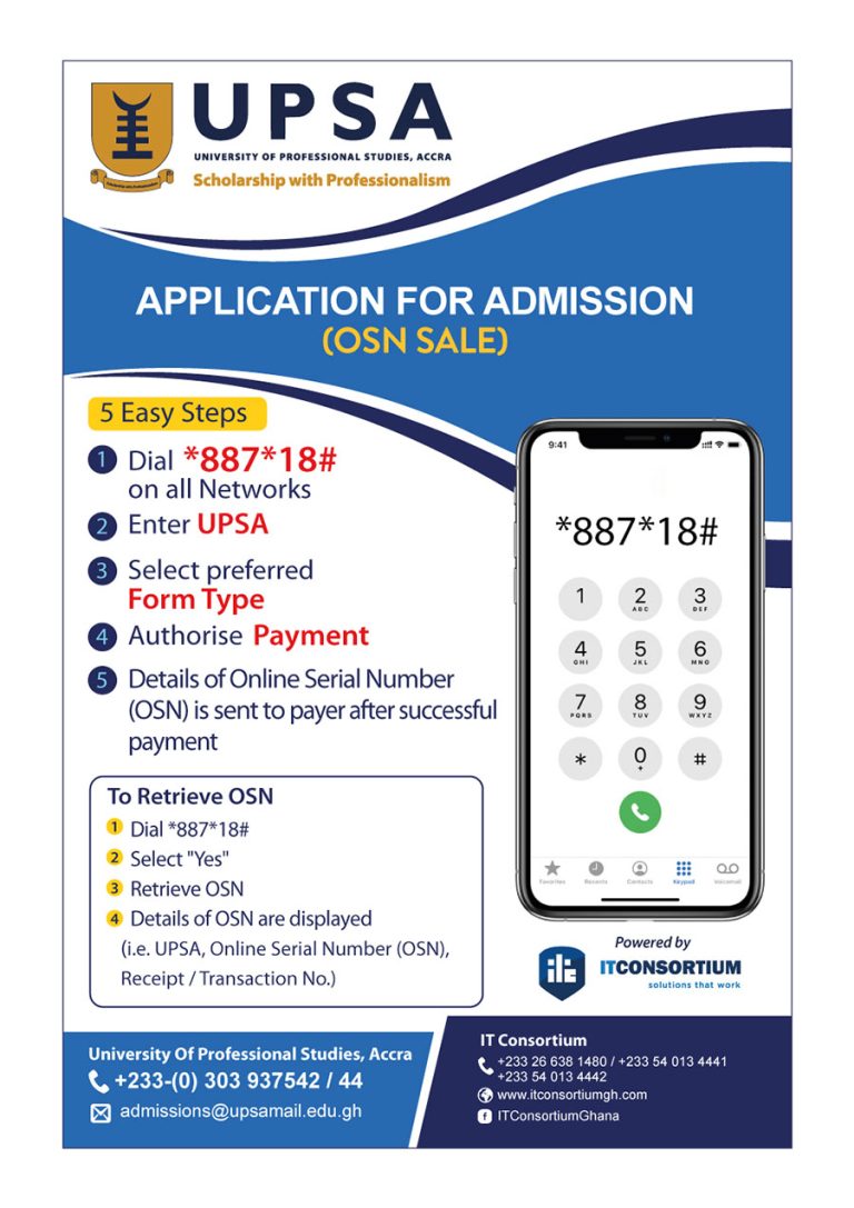 Application for Admission (OSN Sale) – UPSA